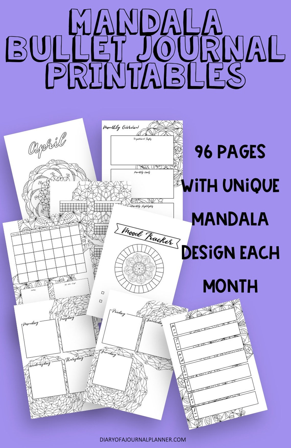 Mandala Planner Printable, Mandala Bullet Journal, Mandala Planner ...