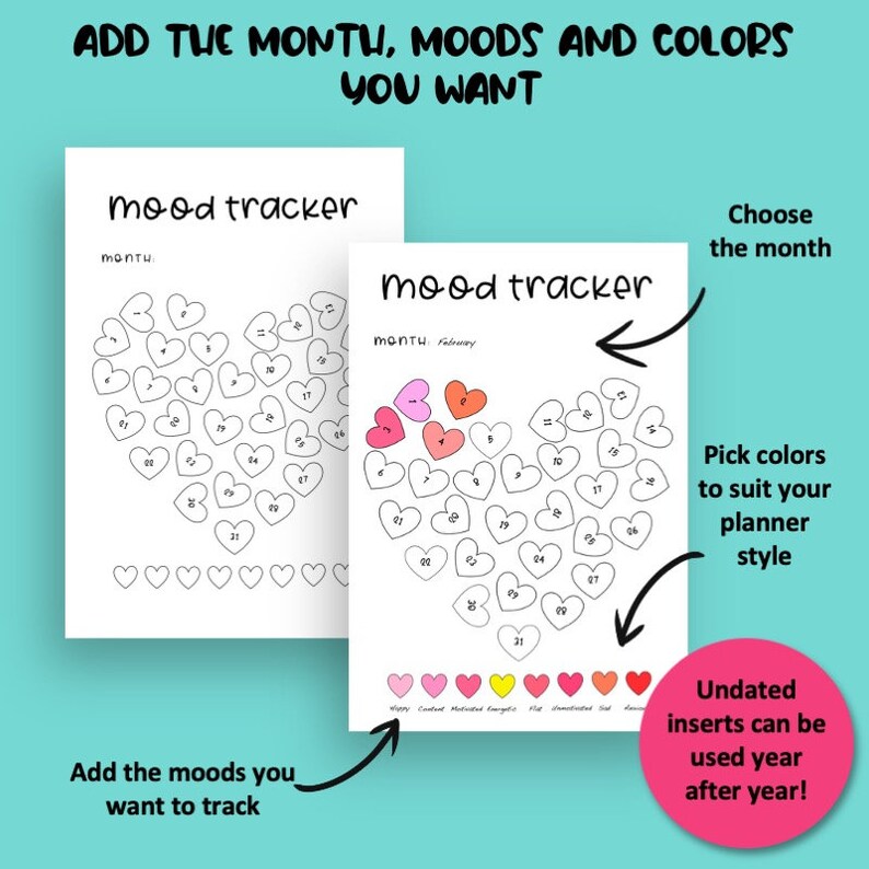 Mood Tracker Bundle, Bullet Journal Mood Trackers, Mood Tracker Inserts ...