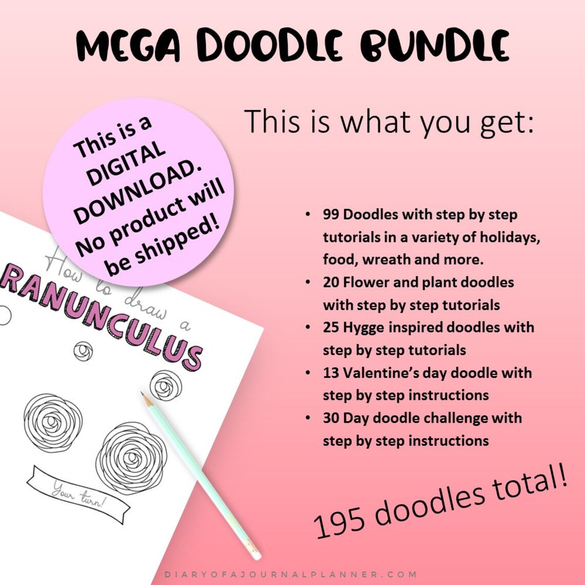Doodle Tutorial Bundle Step by Step Doodles Learn How to - Etsy