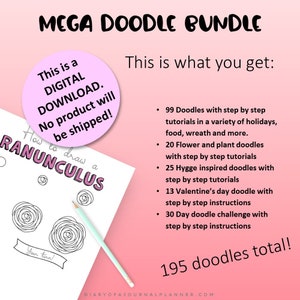 Doodle Tutorial Bundle, Step by Step Doodles, Learn How to Doodle, How ...
