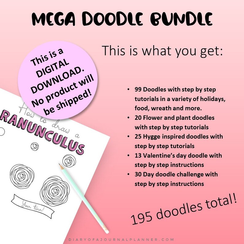 Doodle Tutorial Bundle Step by Step Doodles Learn How to - Etsy