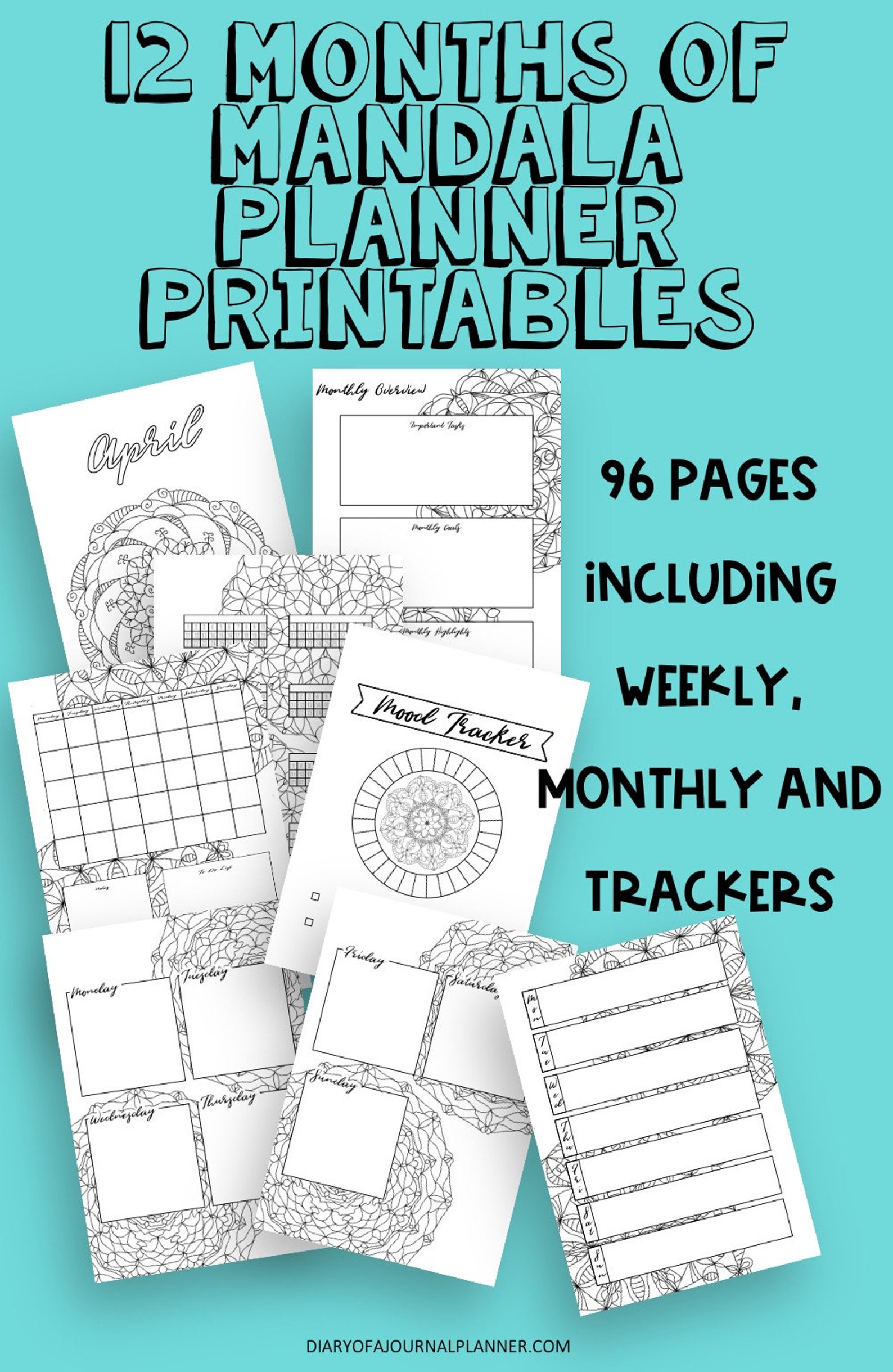 Mandala Planner Printable, Mandala Bullet Journal, Mandala Planner ...