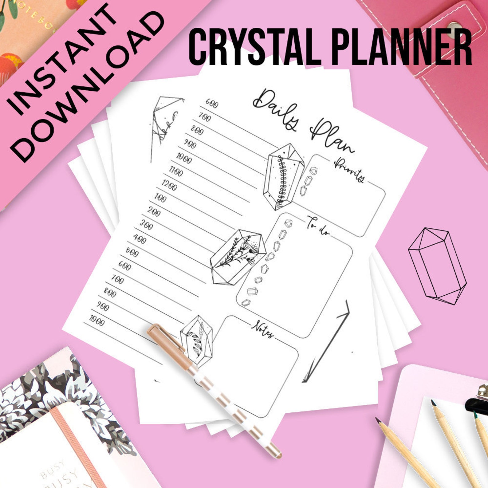 Crystal Planner Printable, Gem Bullet Journal, Crystals Planner Inserts ...