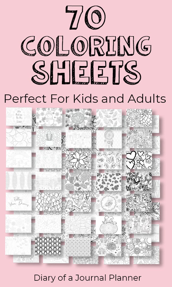 Printable Coloring Book 70 Pages, Coloring Book, Coloring Pages for ...