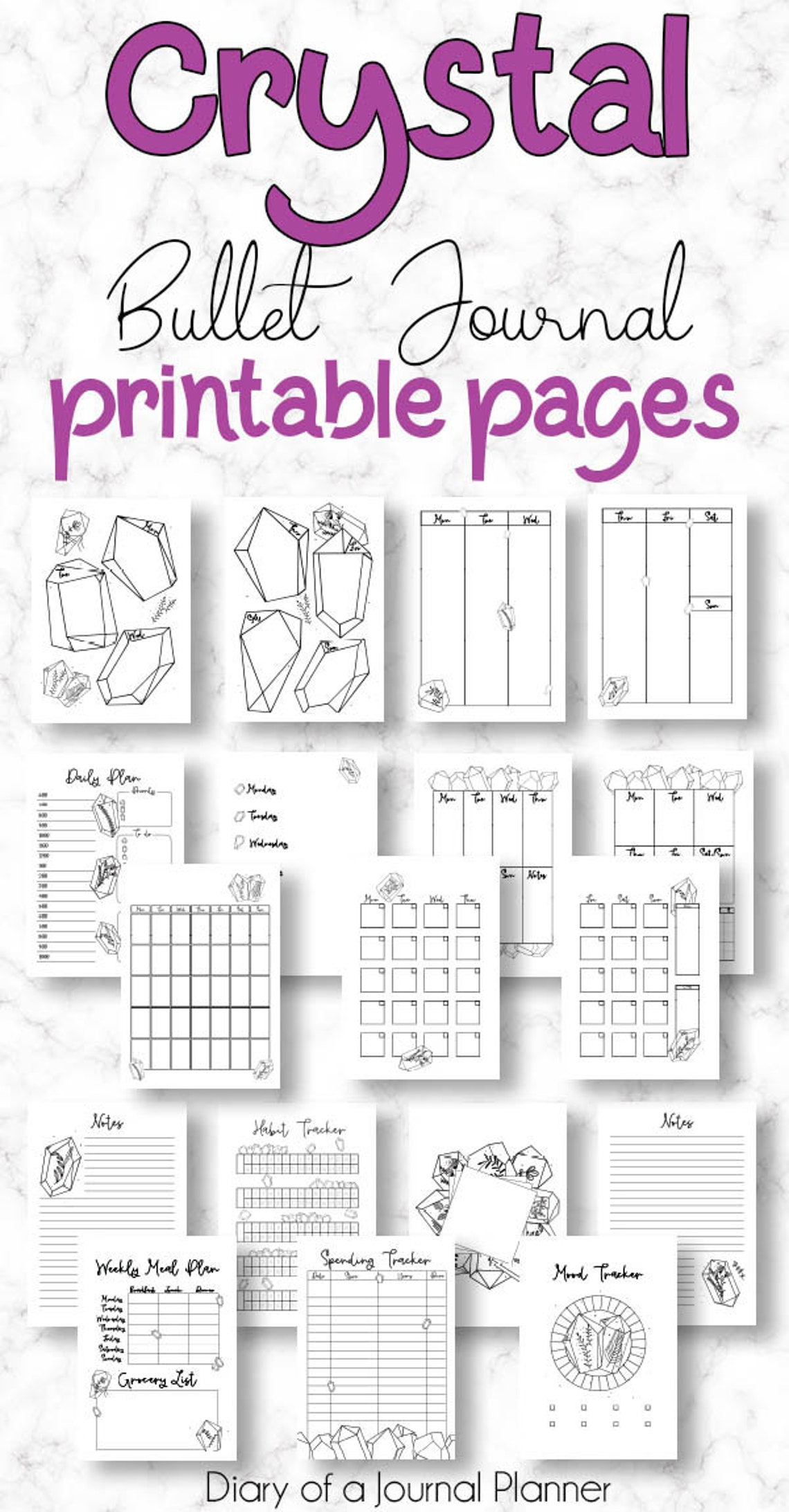 Crystal Planner Printable, Gem Bullet Journal, Crystals Planner Inserts ...
