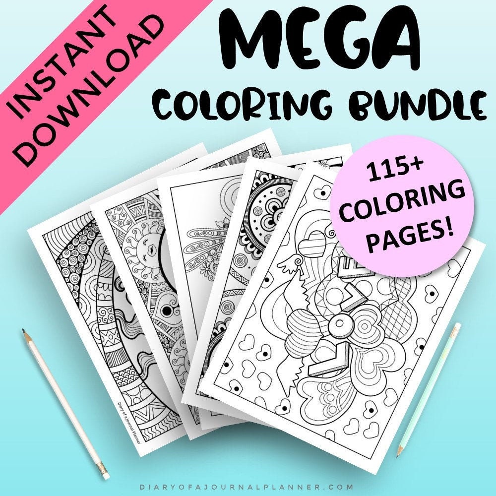 Coloring Pages Bundle, Adult Coloring Pages PDF, Digital Coloring Book ...