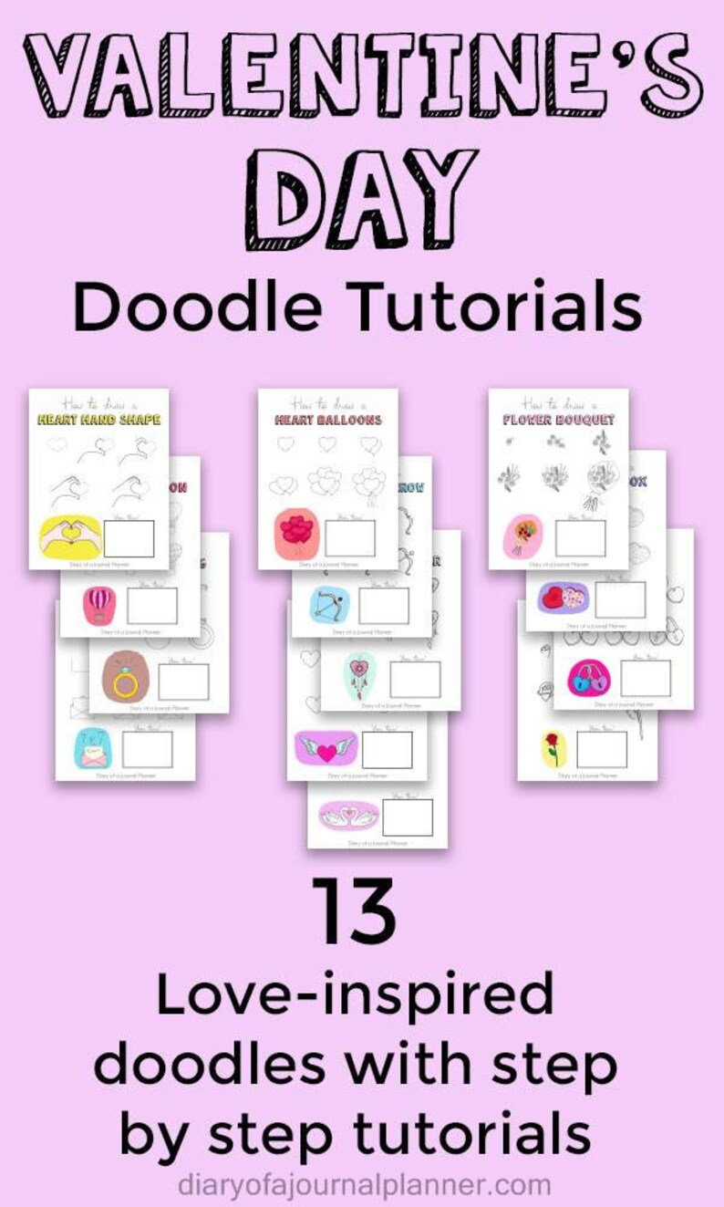 Valentine's Day Doodle Tutorials, Love Theme Step by Step Doodles ...
