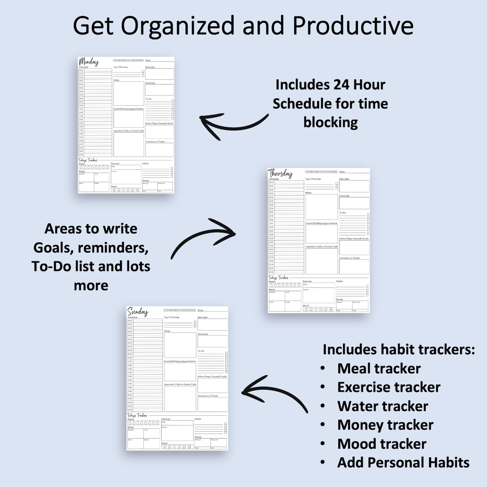 Ultimate Daily Planner Printable, Day Planner, Daily Schedule, 24-hour ...