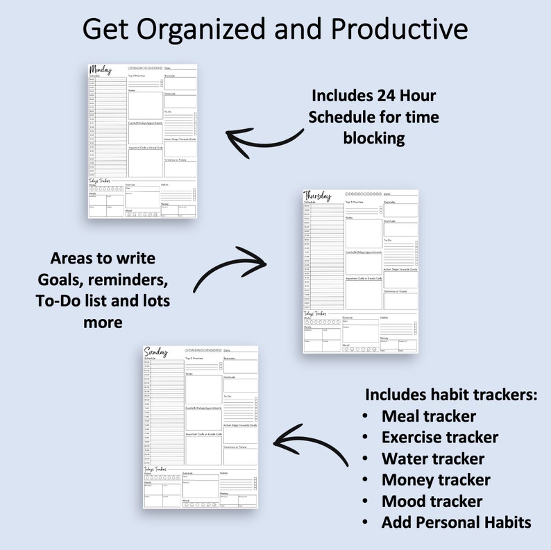 Ultimate Daily Planner Printable, Day Planner, Daily Schedule, 24-hour ...