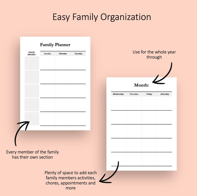 Family Planner, Family Planner Insert, Family Planner PDF, Family ...