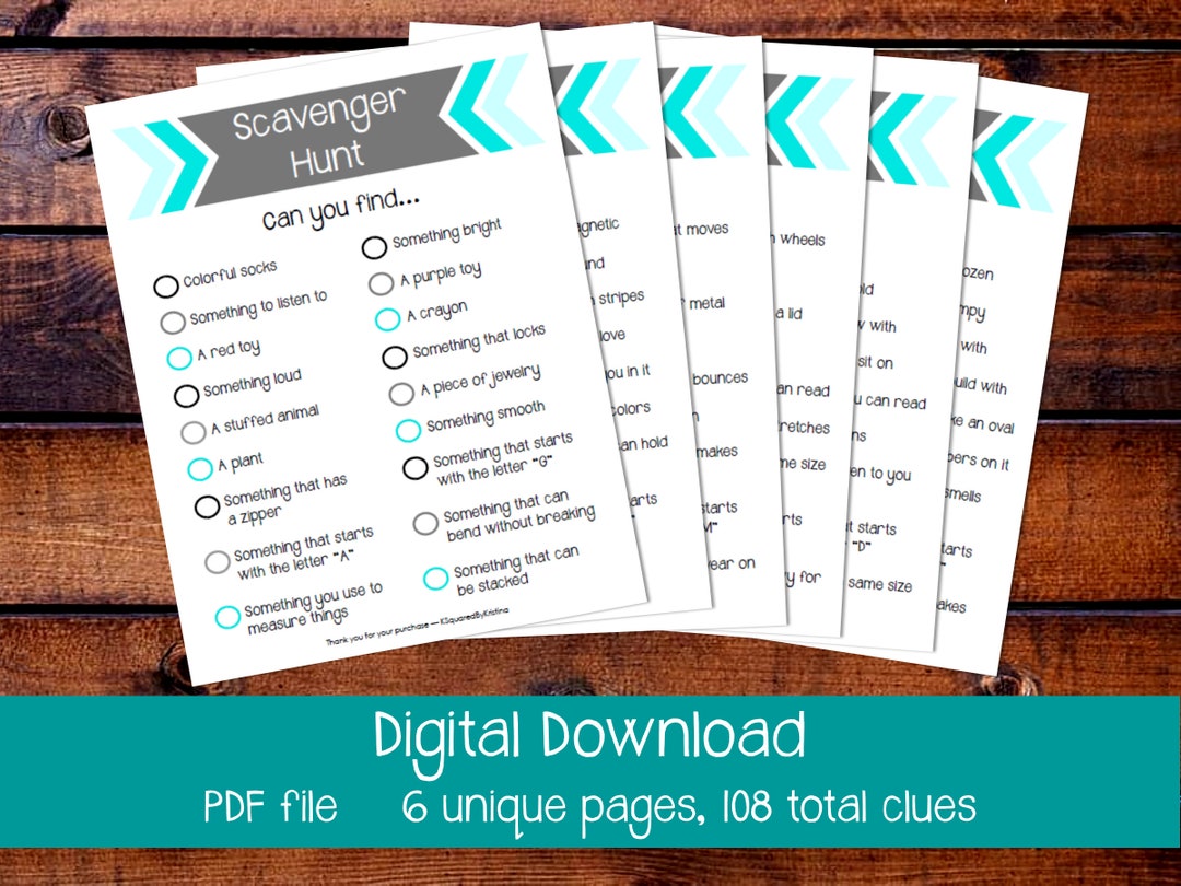 Scavenger Hunt, I Spy, Printable Game, Digital Download - Etsy