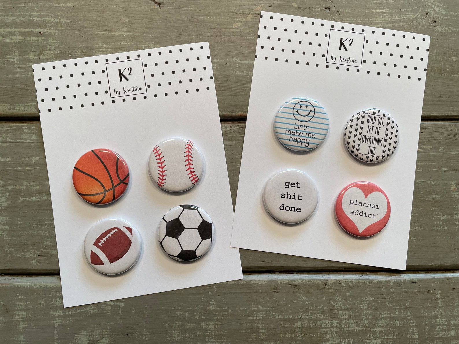 4 Pack of 1.25 Thumbtacks or Pin Back Buttons. Mix and Match Designs ...