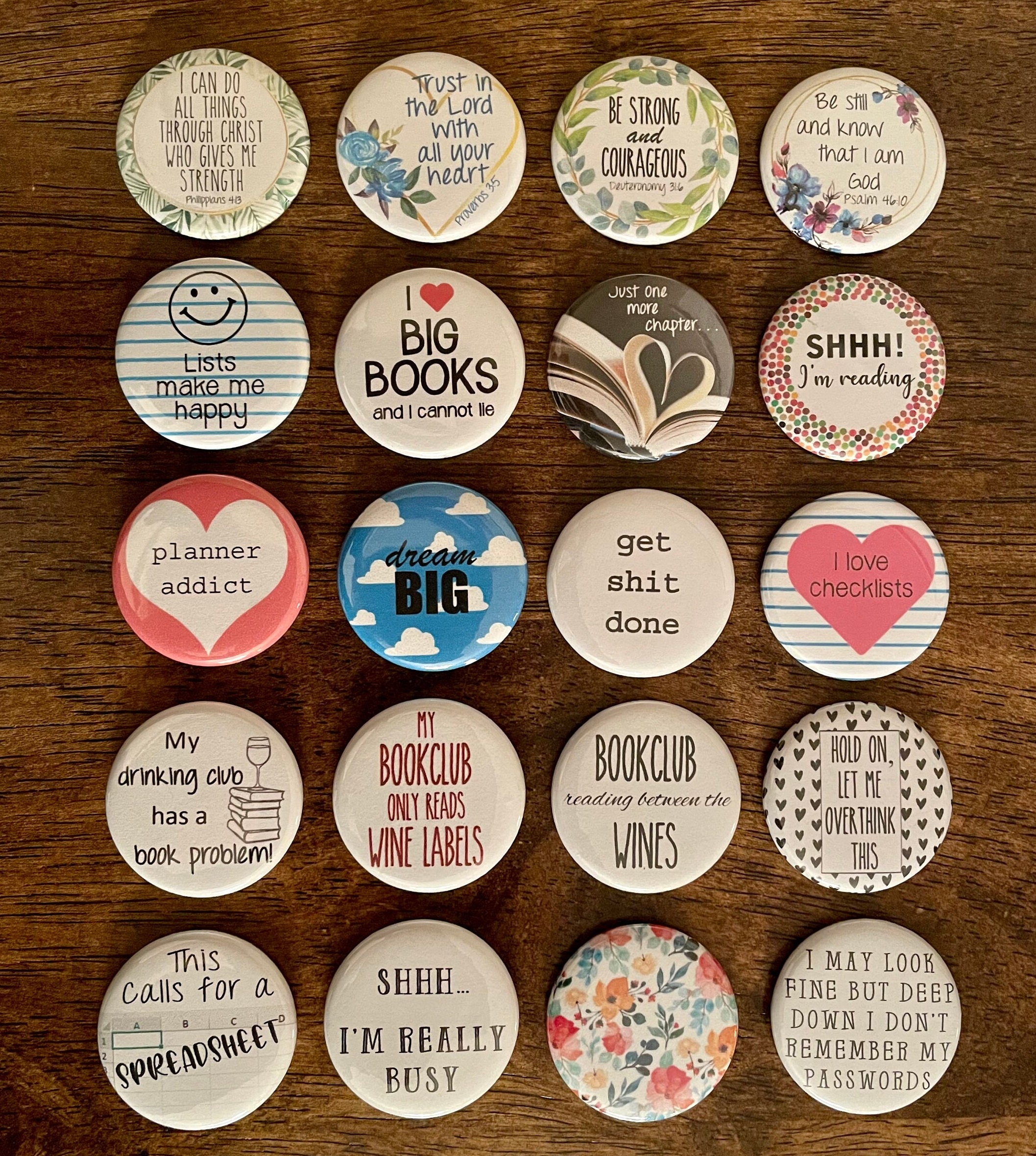 4 Pack of 1.25 Thumbtacks or Pin Back Buttons. Mix and Match Designs ...