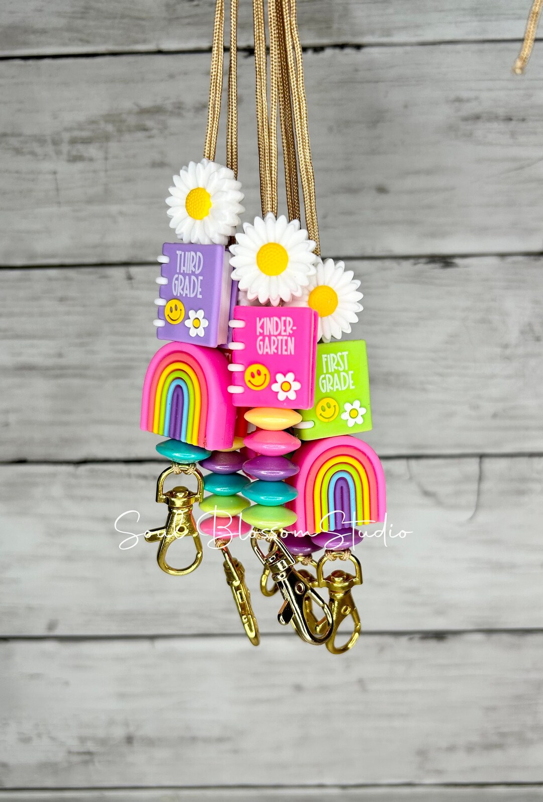 Teacher Book Lanyard, Teacher Planner Lanyards, Bookworm, Retro Daisy ...
