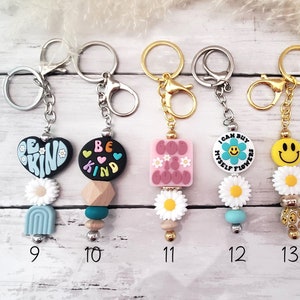 Daisy Boho Beaded Keychains Be Kind Smiley Face Rainbow Daisy Beaded ...