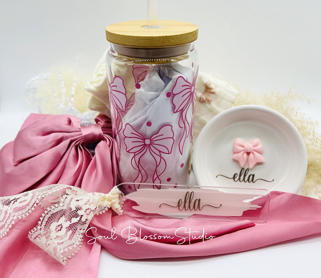 Coquette Gift Box, Bow Lace Glass Coffee Cup, Spa Gift, Bridesmaid ...