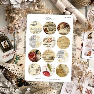 Vintage Ephemera Circle Stickers – Planner Scrapbook Stickers - Etsy