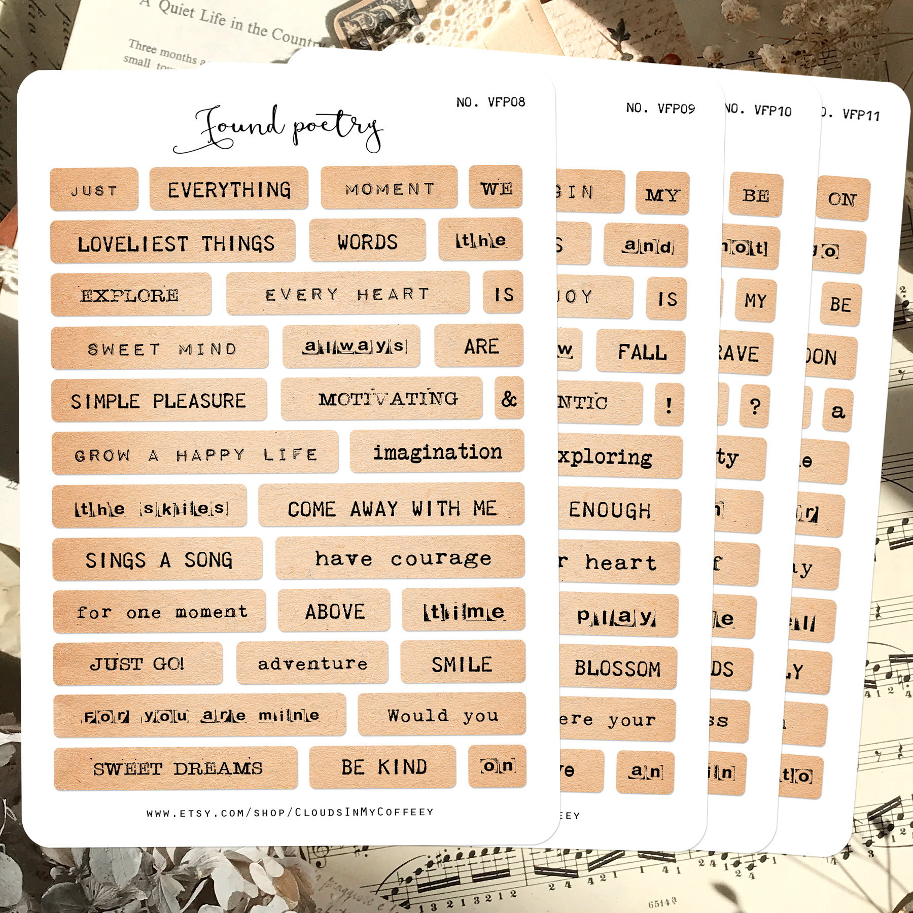Found Poetry Vintage Stickers Planner Stickers Headers Typewriter ...