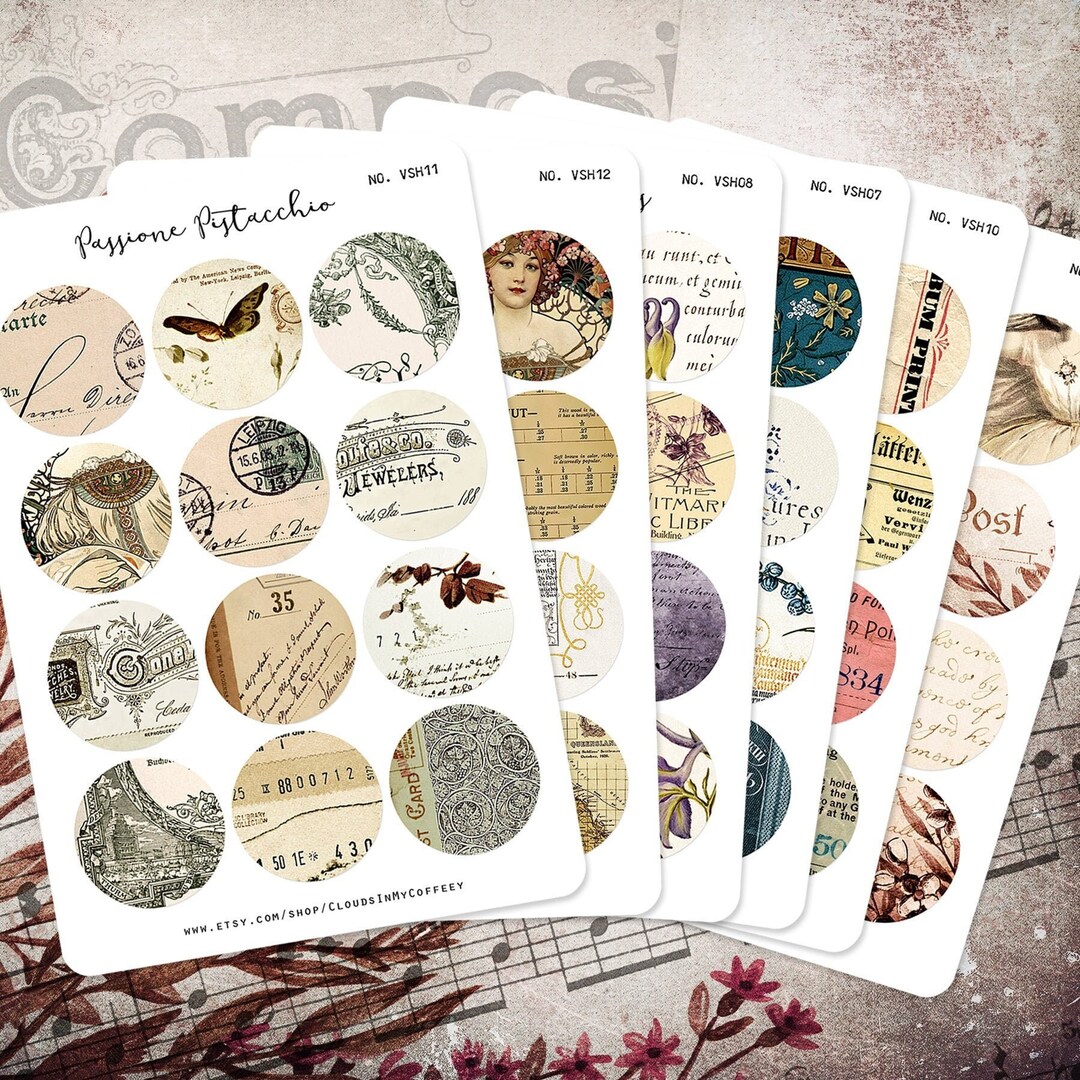 Vintage Ephemera Circle Stickers – Planner Scrapbook Stickers - Etsy