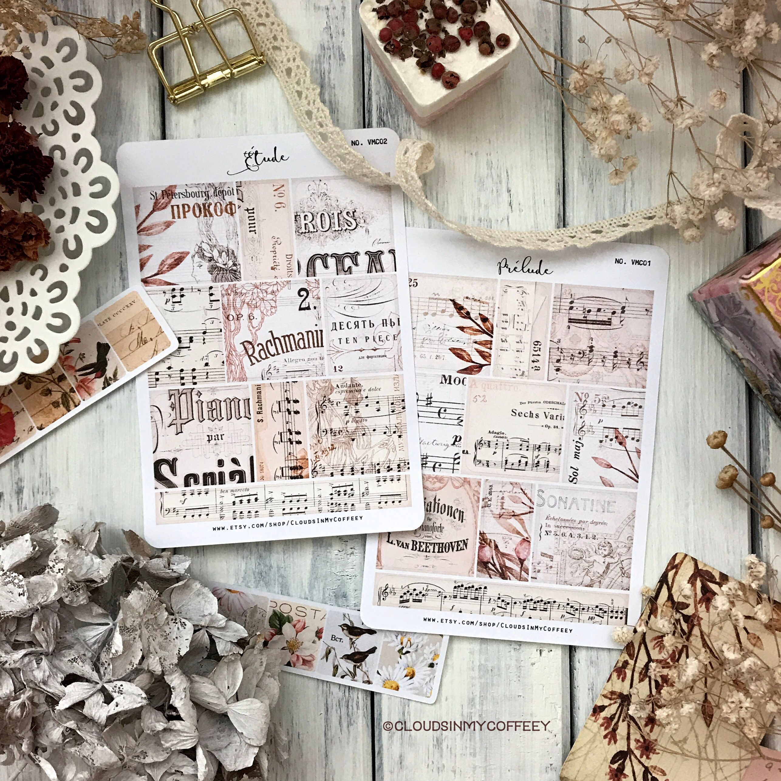 Antique Music Notes Stickers Planner Stickers Vintage Ephemera | Etsy