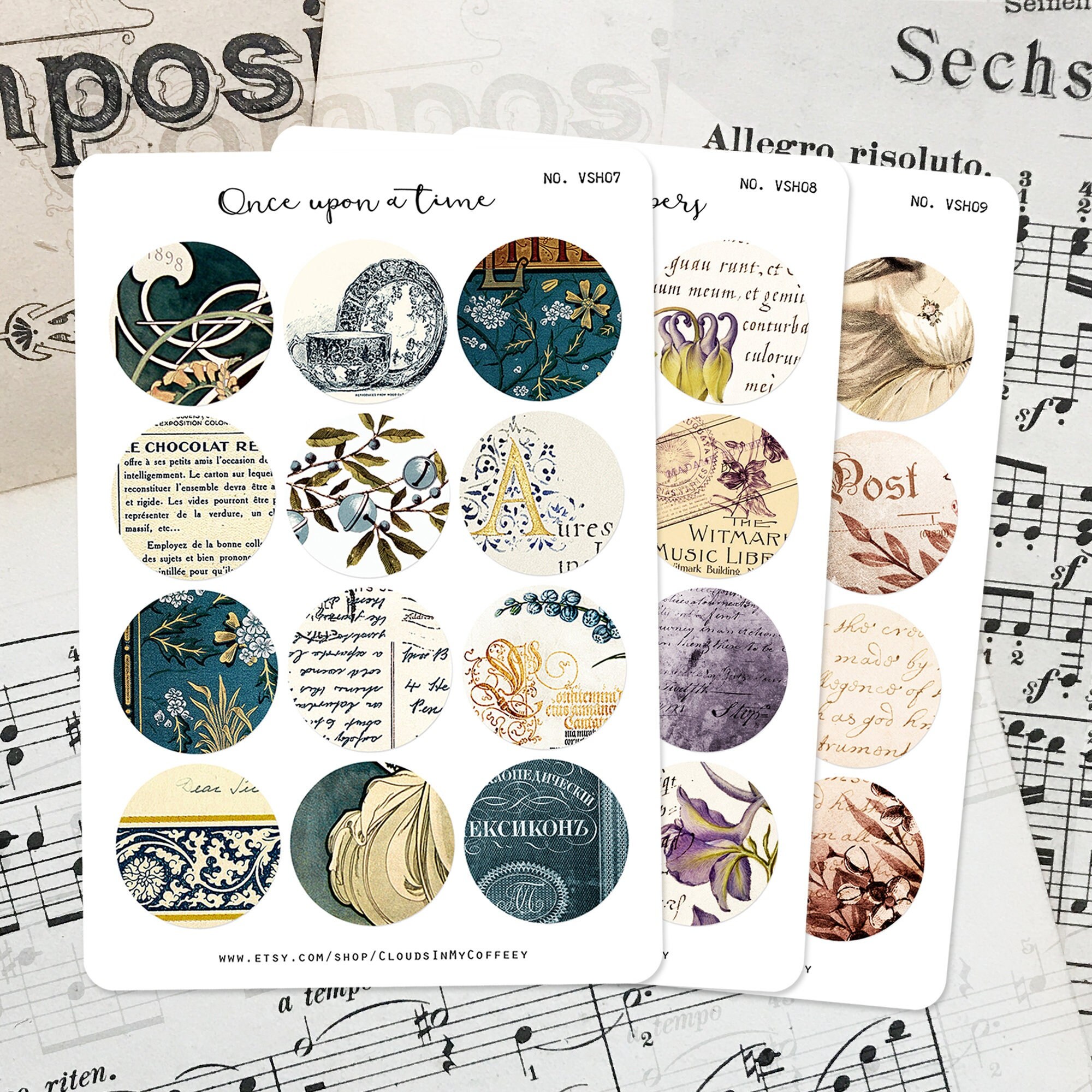 Vintage Ephemera Circle Stickers – Planner Scrapbook Stickers - Etsy