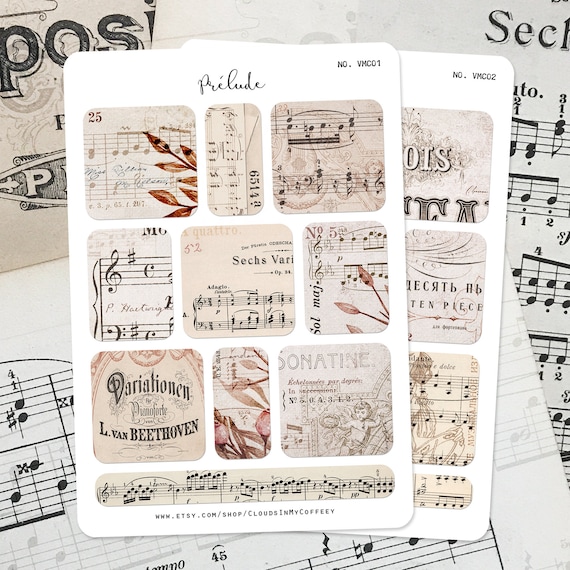 Antique Music Notes Stickers Planner Stickers Vintage Ephemera | Etsy