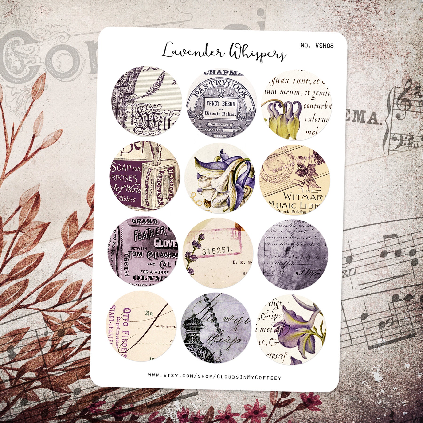 Vintage Ephemera Circle Stickers – Planner Scrapbook Stickers - Etsy