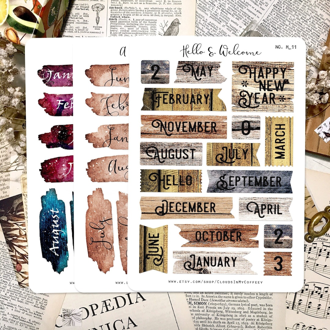 Vintage Monthly Calendar Stickers – Scrapbook Planner Embellishments - Etsy