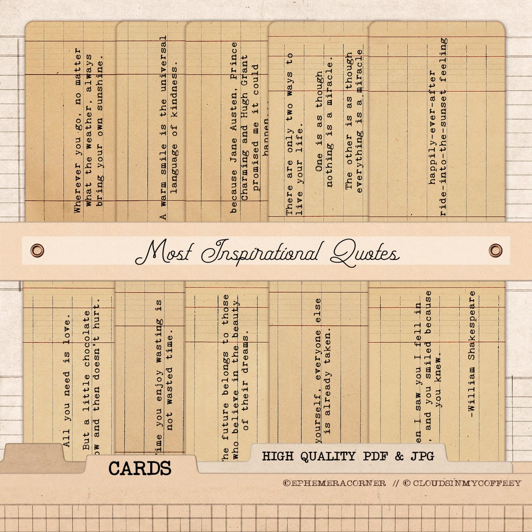 Inspirational Quotes Vintage Paper Printable Cards Motivation Sayings ...