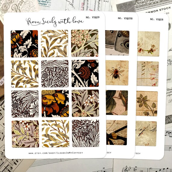 Vintage Tiles Square Vintage Stickers Planner Stickers | Etsy