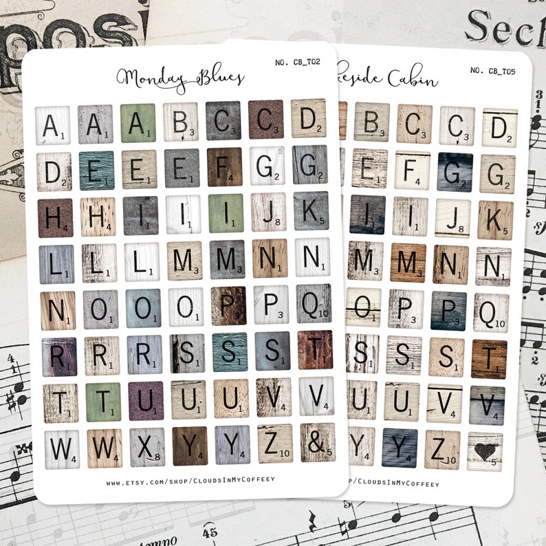 Scrabble Tiles Alphabet Letters Vintage Stickers Planner - Etsy