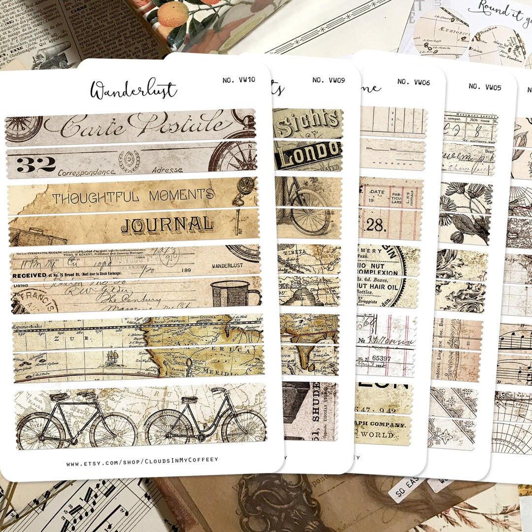 Monochrome Stickers Vintage Planner Stickers Tape Headers Ephemera ...