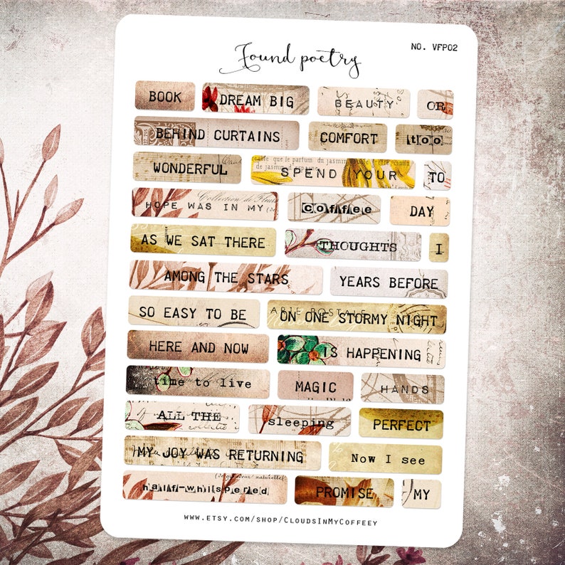 Found Poetry Vintage Stickers Planner Stickers Headers Typewriter ...