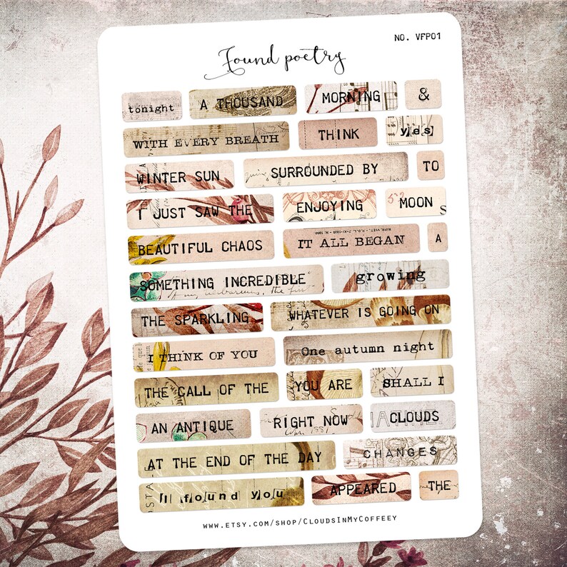 Found Poetry Vintage Stickers Planner Stickers Headers Typewriter ...