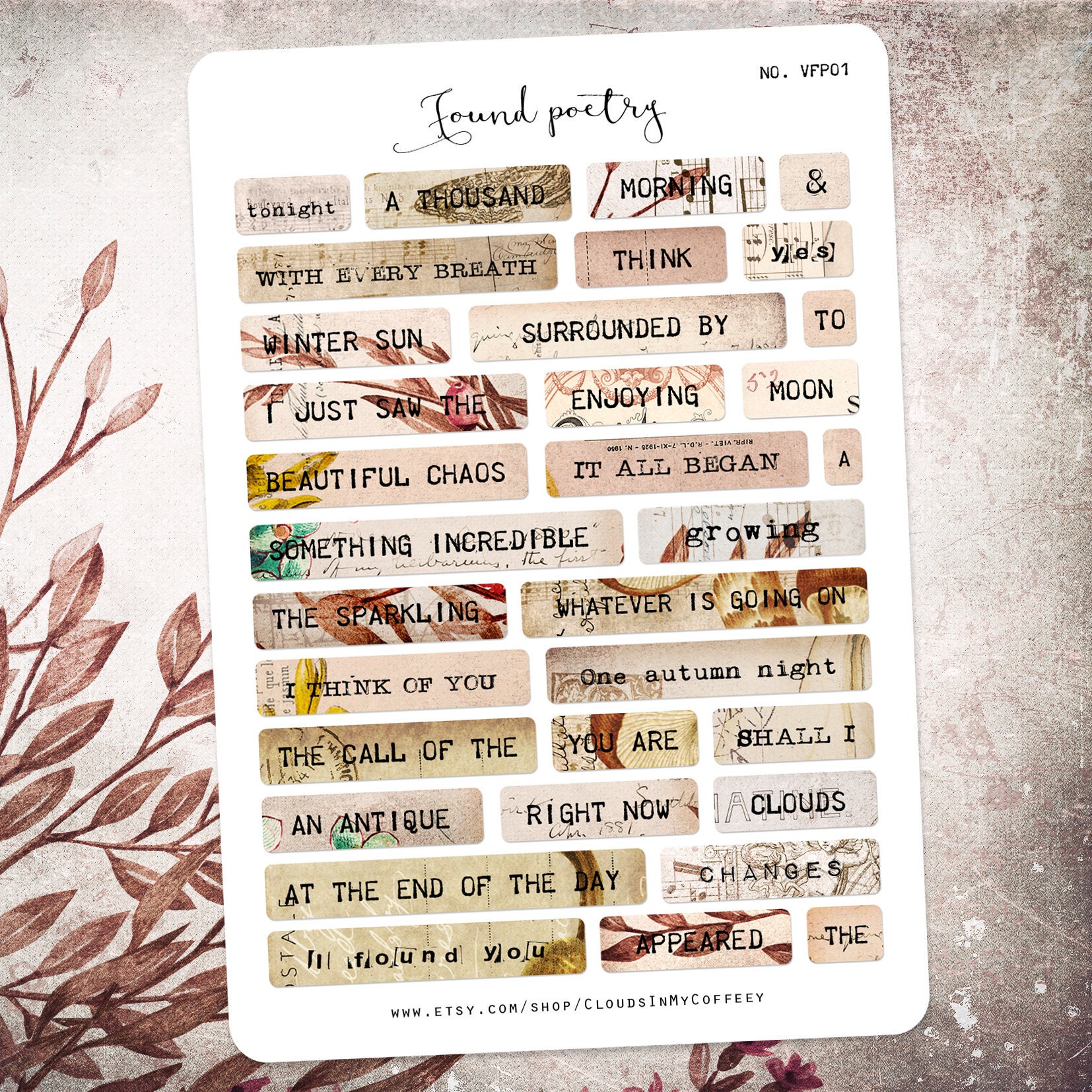 Found Poetry Vintage Stickers Planner Stickers Headers Typewriter ...