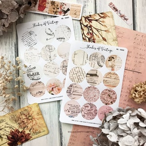 Vintage Ephemera Circle Stickers – Planner Scrapbook Stickers - Etsy