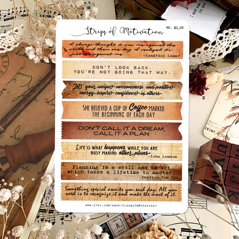 Strips of Inspiration Motivational Washi Tape Stickers - Etsy