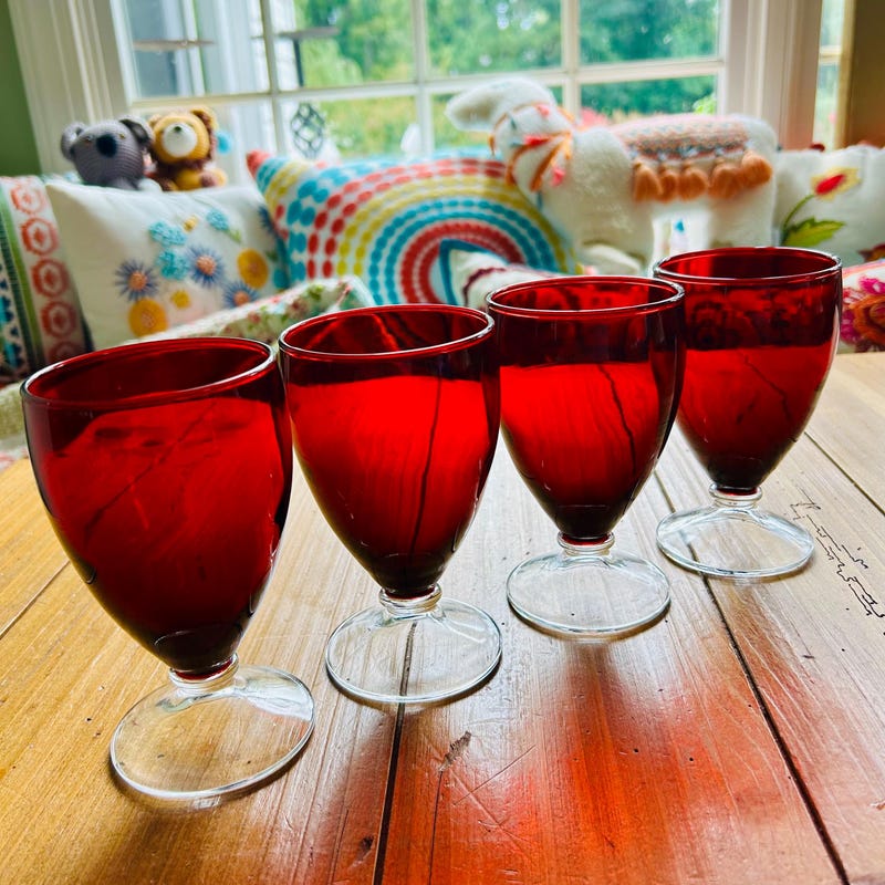 Red Glassware - Etsy