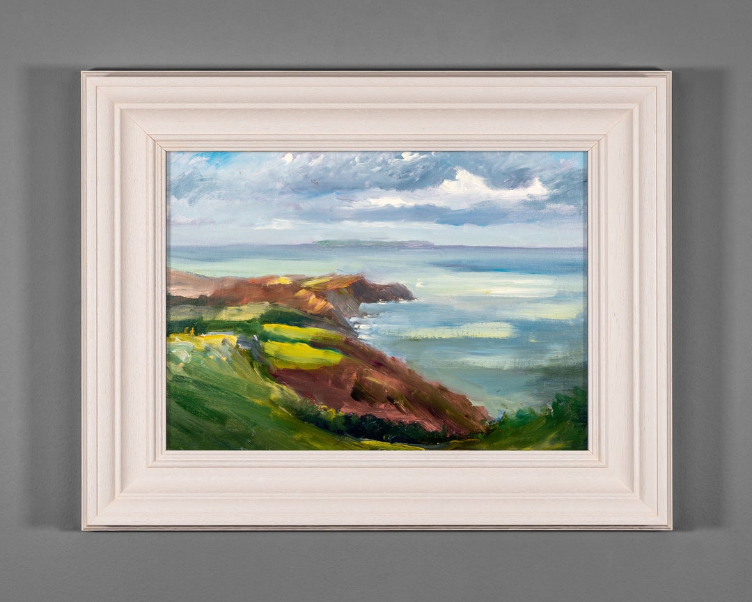 Looking Towards Lundy - 54cm X 44cm Framed Original Oil Painting by UK ...