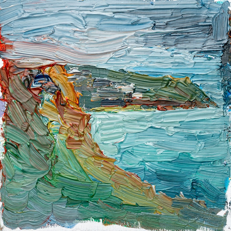 Coastal Texture - 34.5cm X 34.5cm Framed Original Oil Painting by UK ...