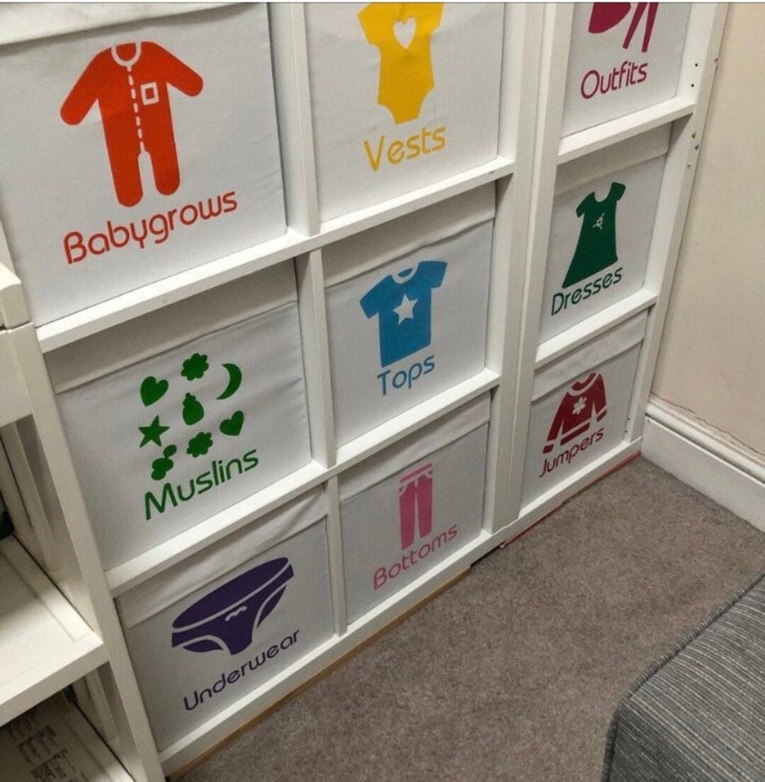 Clothes Storage Decals Kids Room Storage Labels Wardrobe & Drawers ...