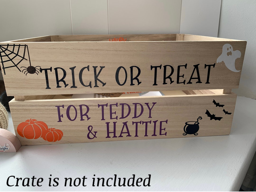 Halloween Crate Decal Halloween Gift Decal Halloween Treat Box Custom ...