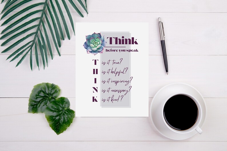 Think Before You Speak Wall Art: Classroom Rules (digital Download) - Etsy