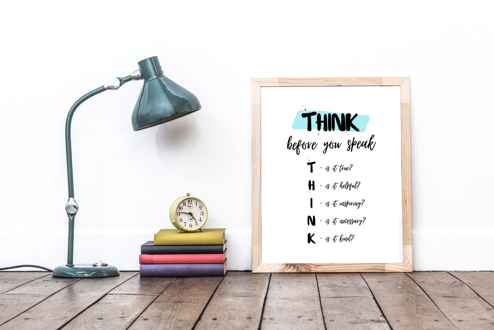 Think Before You Speak Poster Print, Aqua Brush Stroke Handwriting Font ...