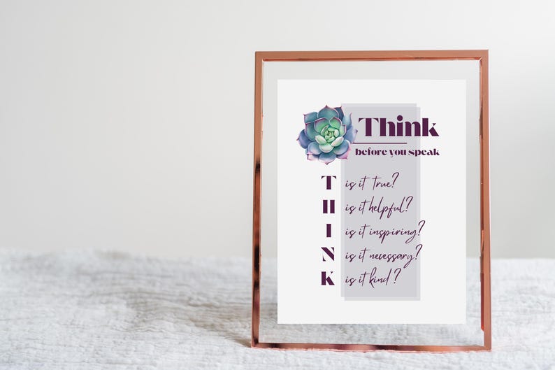 Think Before You Speak Wall Art: Classroom Rules (digital Download) - Etsy