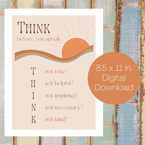 Before You Speak Think PRINTABLE Inspirational Quote - Etsy
