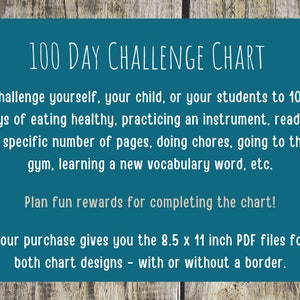 100 Day Challenge Chart | Aqua Blue Goal Setting | Habit Tracker ...