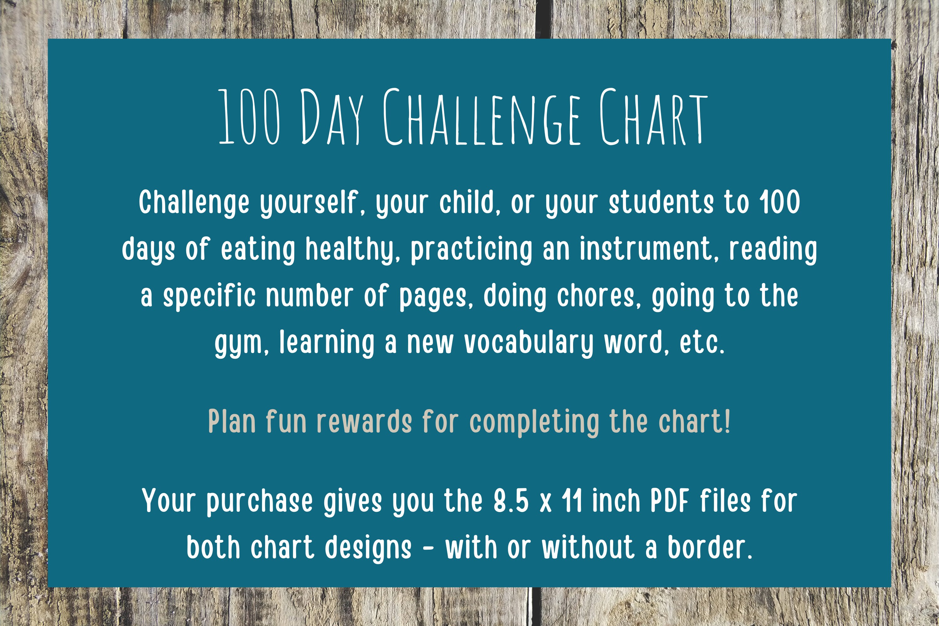 100 Day Challenge Chart Aqua Blue Goal Setting Habit Tracker Printable ...