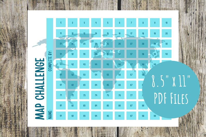Geography 100 Maps Challenge Chart Printable | Great for Classrooms ...