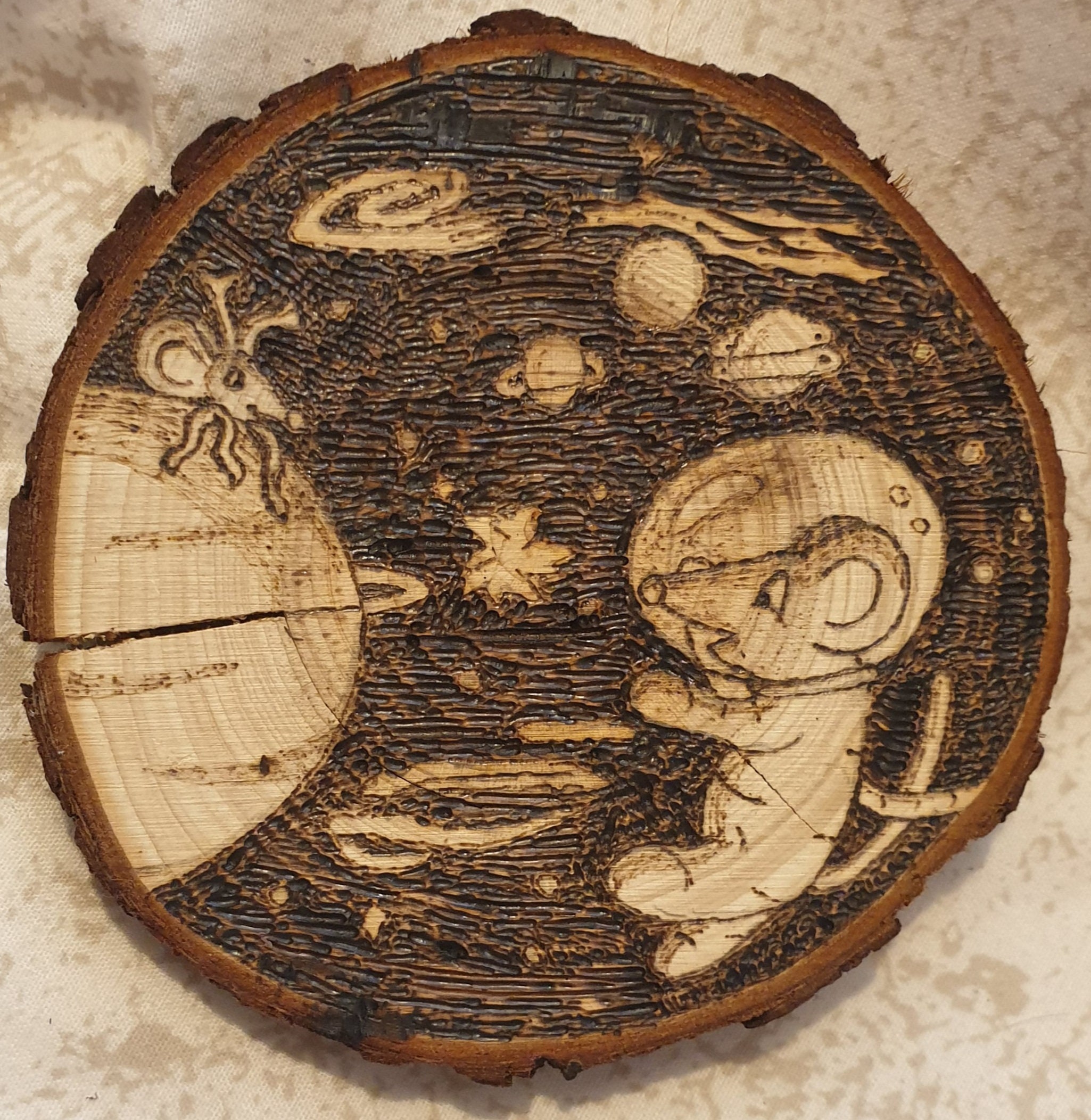 Pyrography Mice Wood Slice Cracked Wood Slices Art | Etsy UK